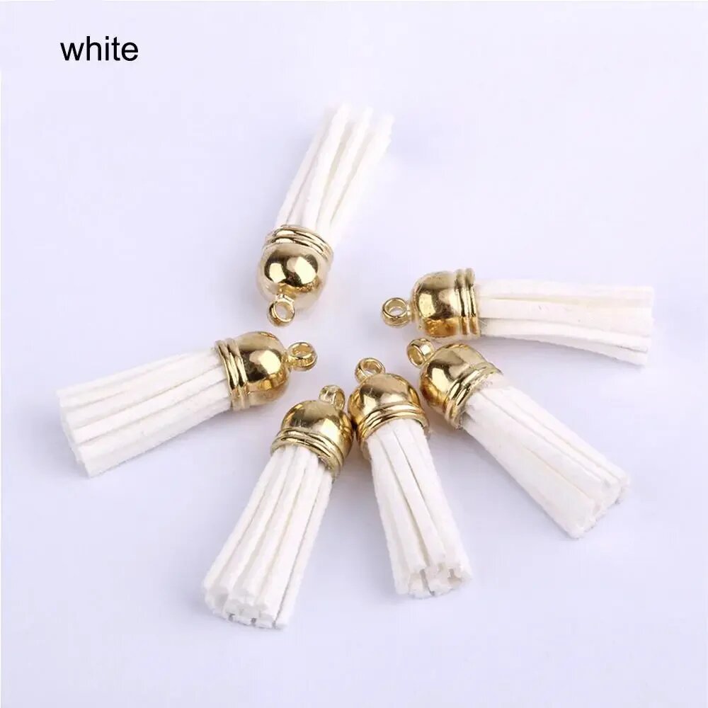 Мини-кисточки из полиэстера 38 мм, 10/20 шт. Бежевый, 20pcs, White