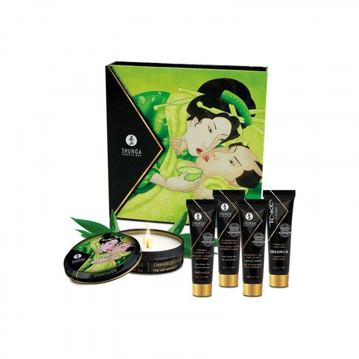 Подарочный набор Geisha's Secret органика Экзотический зеленый чай (5 предметов), shunga-82112
