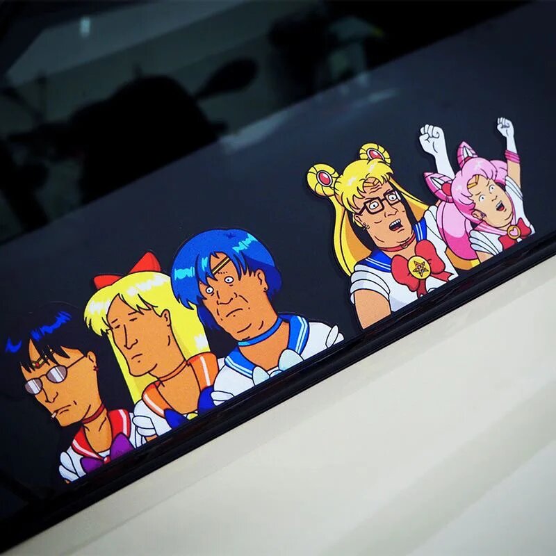 Наклейки Bandai Sailor Moon: мультяшные стикеры для мотоциклов и автомобилей, декоративные наклейки для окон и кузова, скрывающие царапины