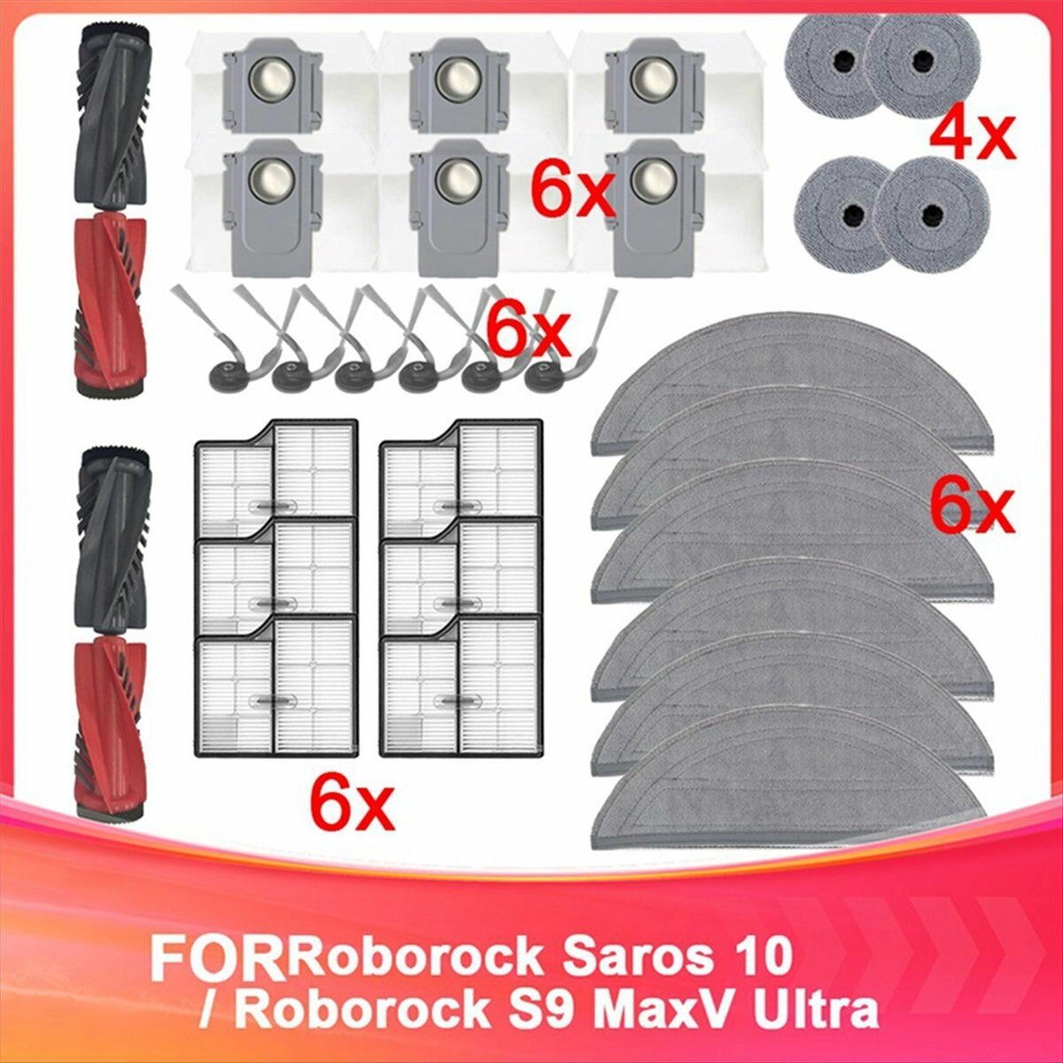 Для Roborock Saros 10 / Для Roborock S9 MaxV Ultra Основная Роликовая Боковая Щетка
