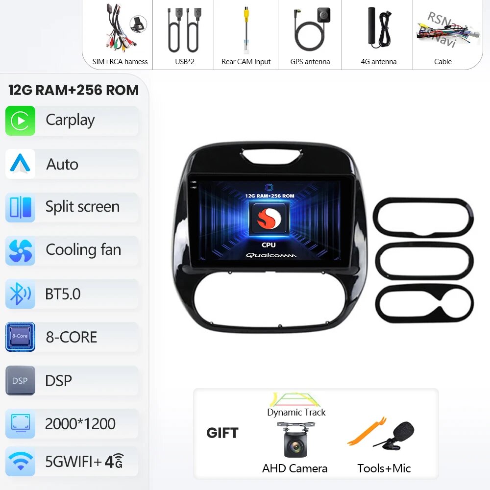 Автомагнитола Android 16 Carplay Auto для Renault Kaptur Captur Clio Samsung QM3 2K 12G-256G CAM