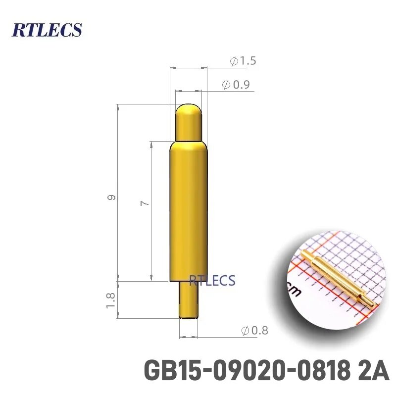 Pogo Pin RTLECS GB15-09020-0818 2A, 9 мм, 20шт