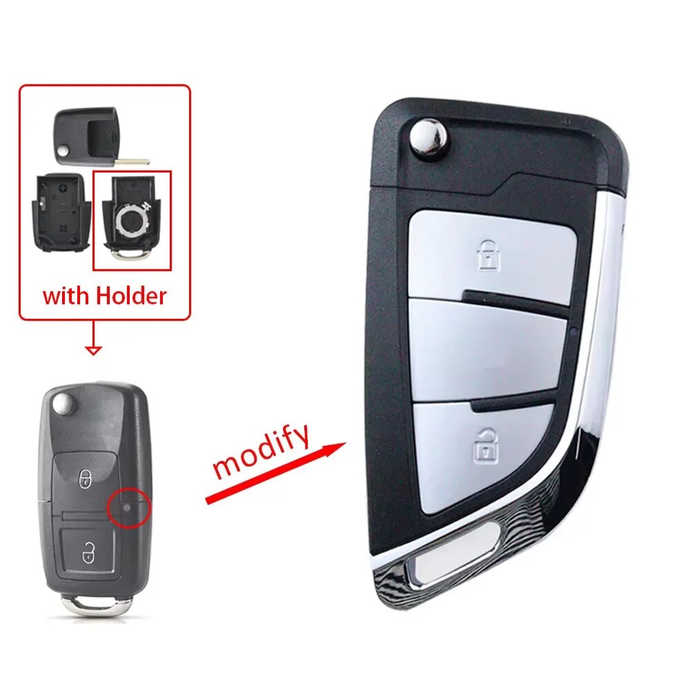 Корпус ключа VW/Skoda/Seat с держателем, Цвет: 2BT