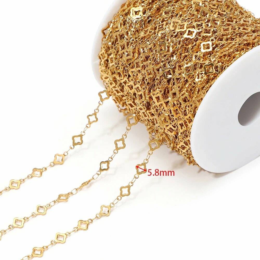 Кубинская цепочка Oklayn 1 метр нержавеющая сталь снежинка клевер Gold 5.8mm