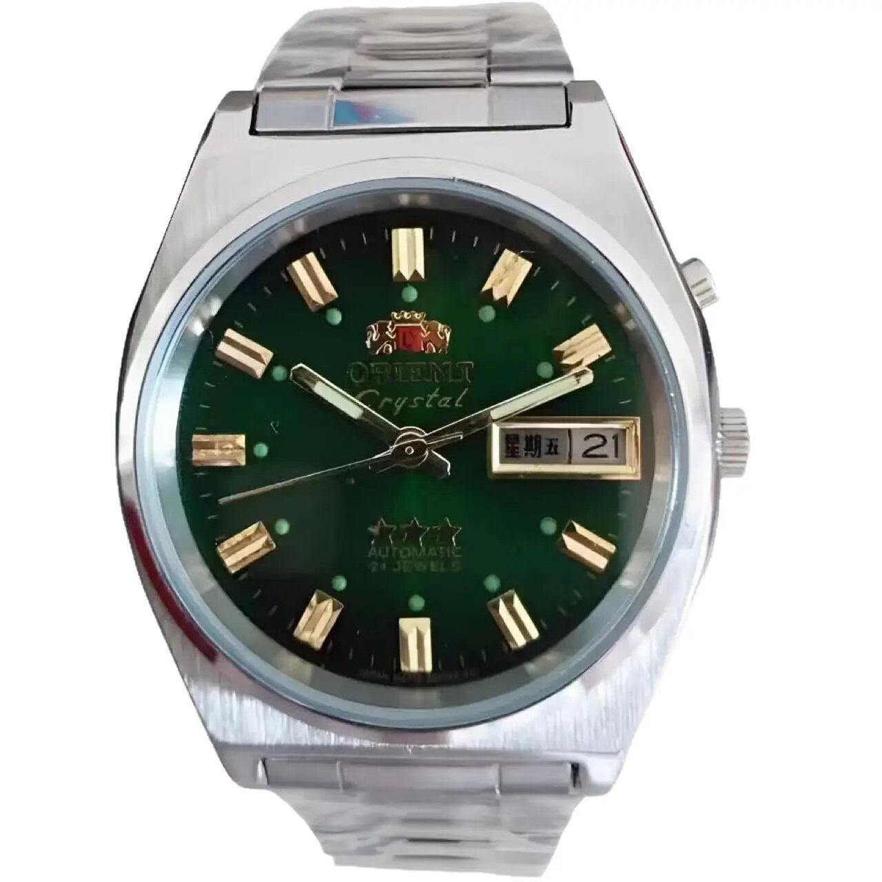 Мужские механические часы Oriental Double Lion Зеленый, Green disk