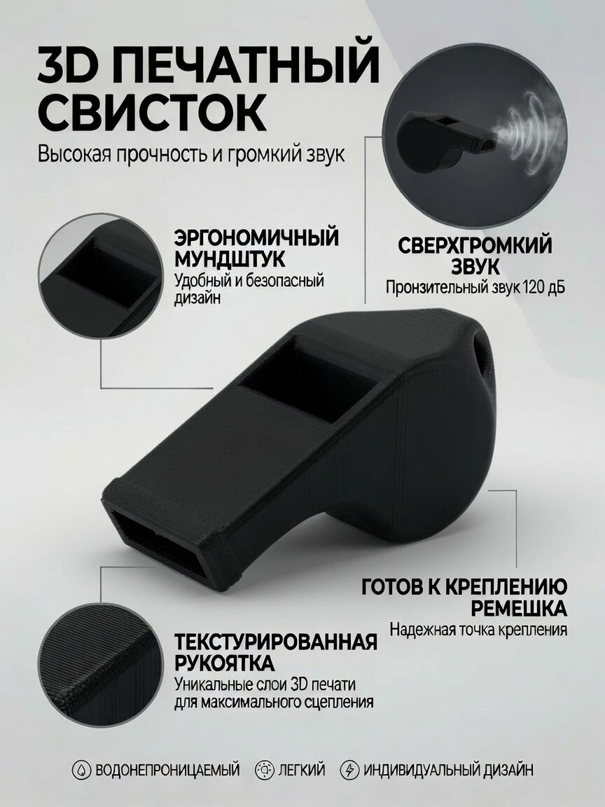 Свисток судейский пластиковый 120 дБ для футбола/тренера, с кольцом под шнурок, громкий звук