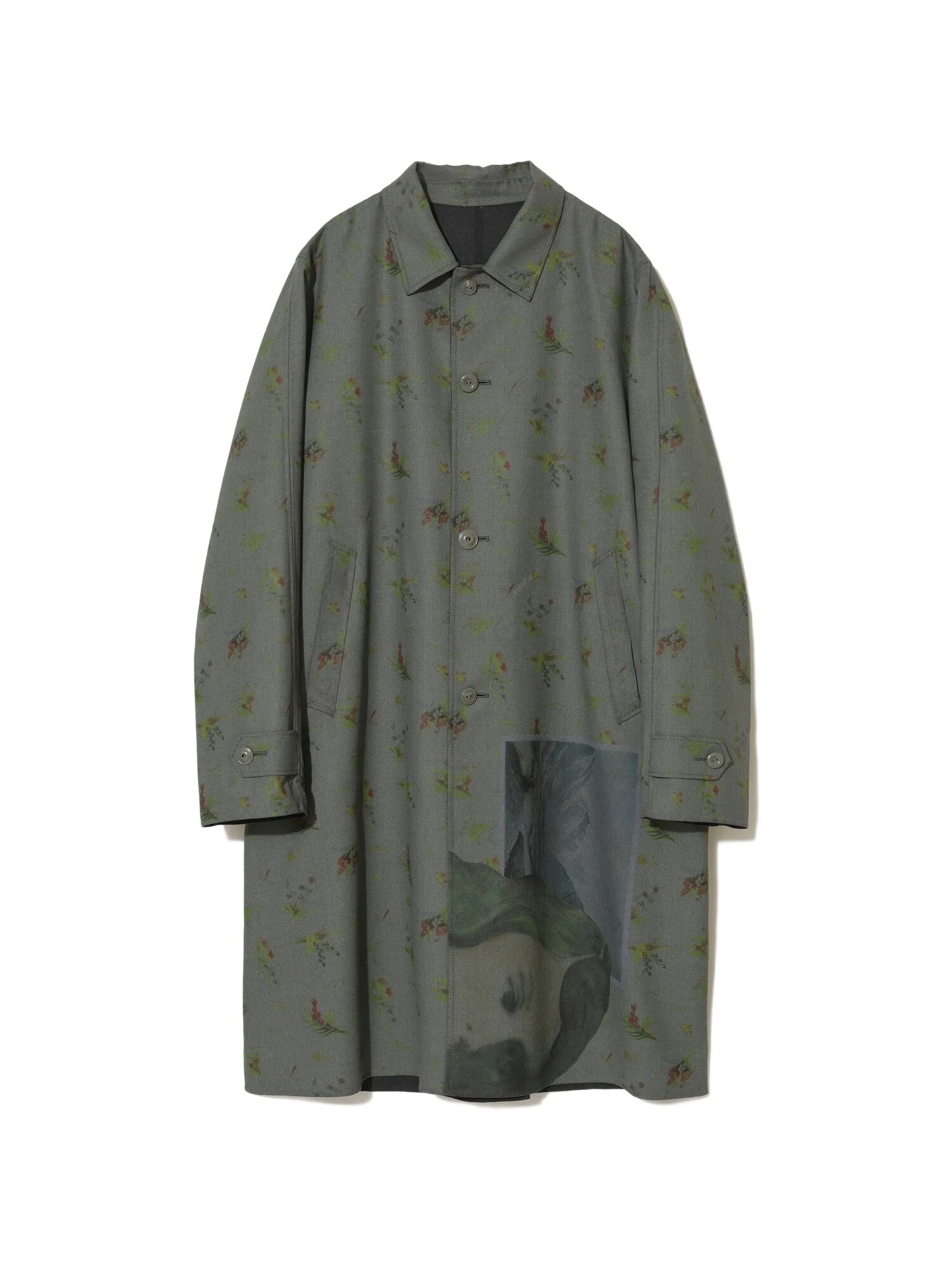 Пальто Floral-print graphic-patch coat