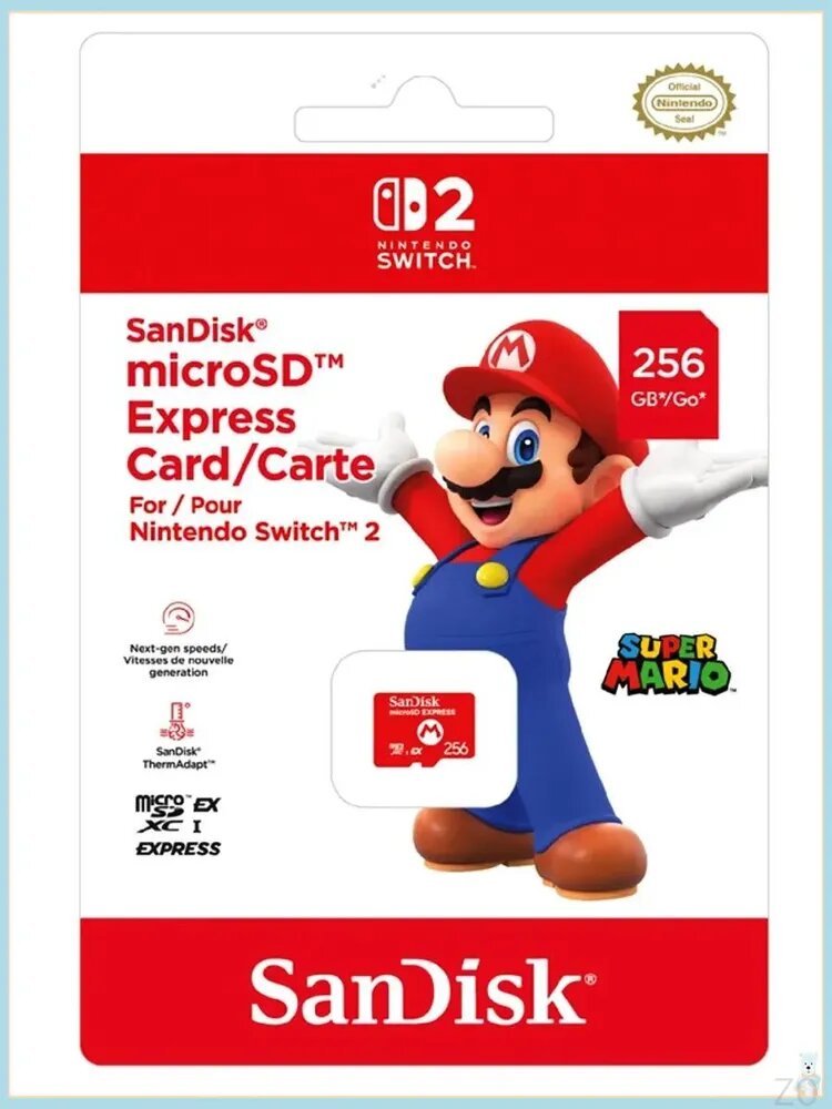 Премиумнакопитель microSD Express 256 ГБ, популярный для Nintendo Switch 2