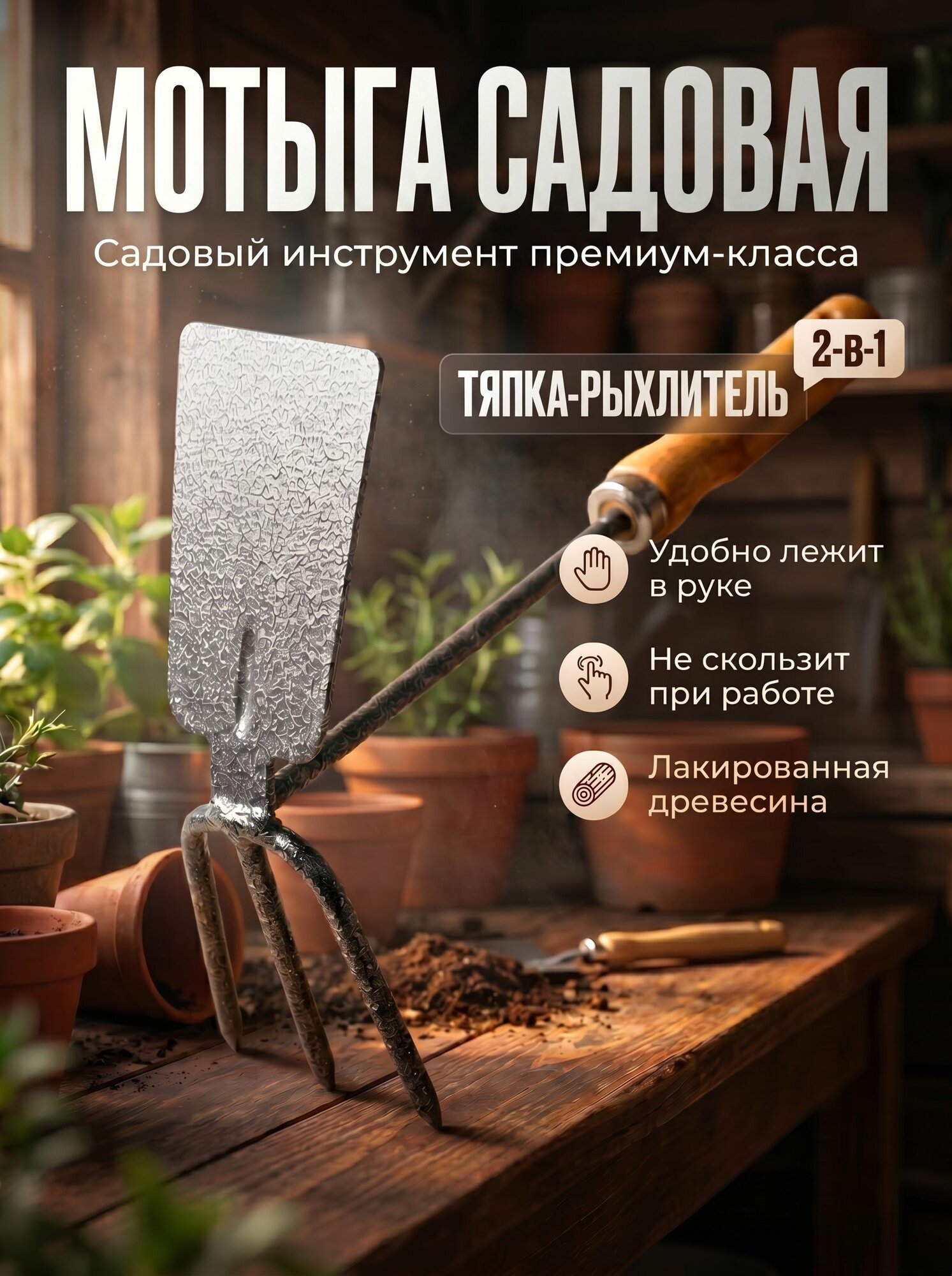 Тяпка мотыга садовая ручная для сада и огорода