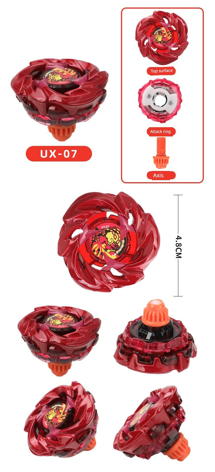 SB X Generation UX Series Изготовленный из сплава вращающийся топ, модель UX-07, оригинальный цвет, один топ для битвы
