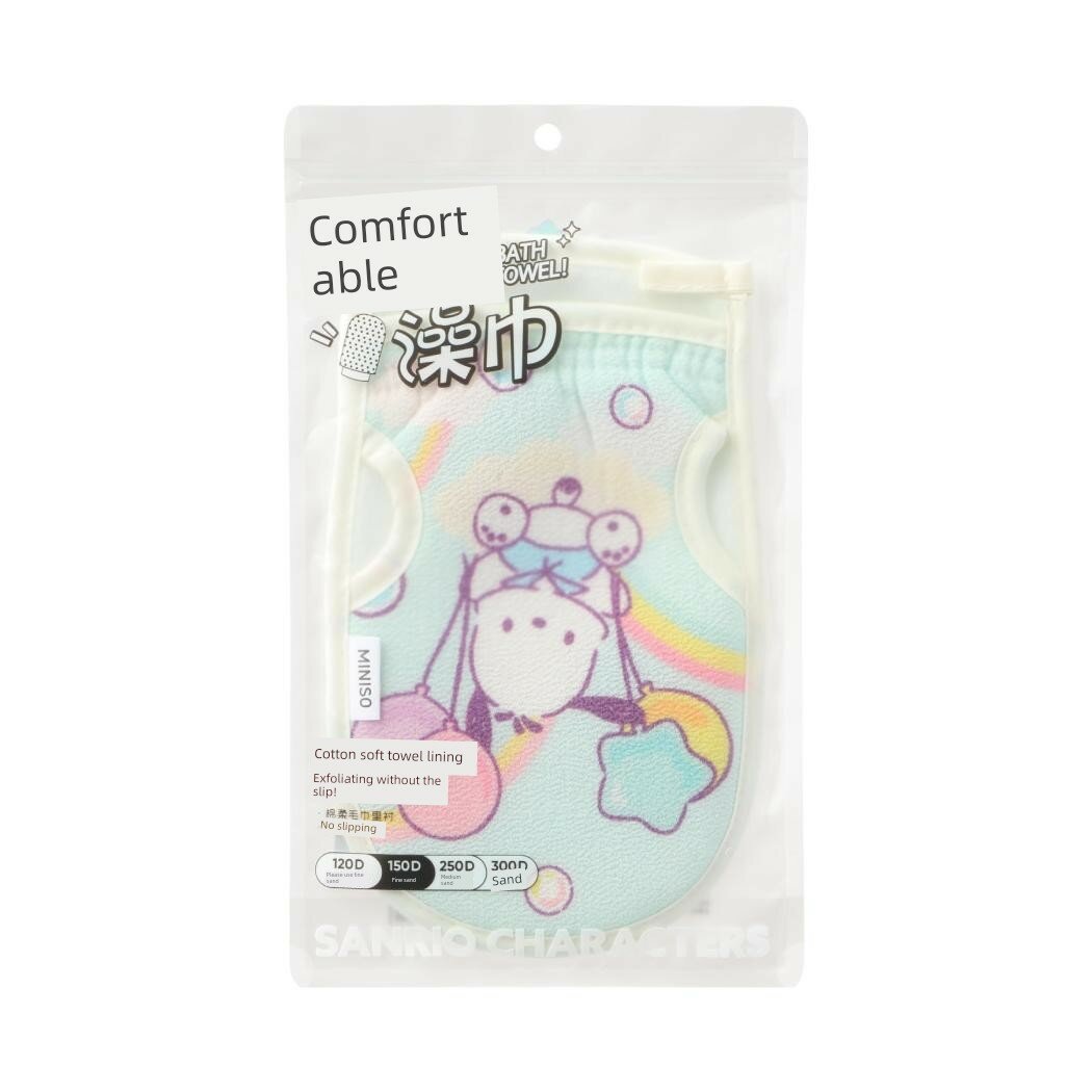 Премиальные перчатки для купания с баблами из серии MINISO Sanrio — дизайн Почкацо для эффективного очищения кожи дома