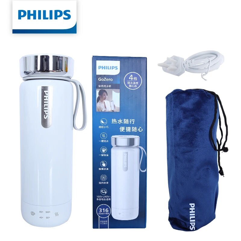 Электрический чайник Philips 2-в-1 и термокружка с вакуумной изоляцией, 350 мл, 4 White