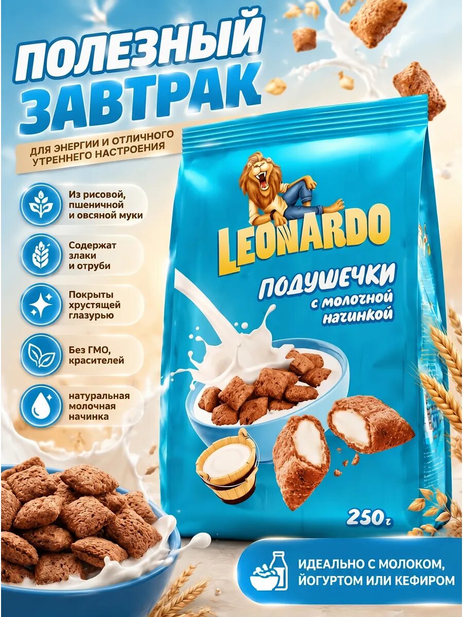 Готовый завтрак "Подушечки с молочной начинкой",250гр