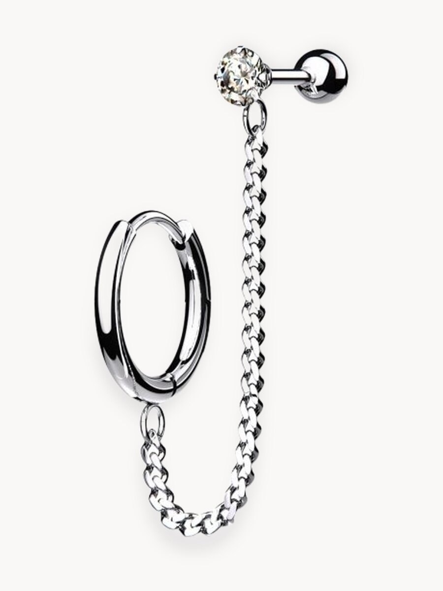 Серьги каффы, фианит