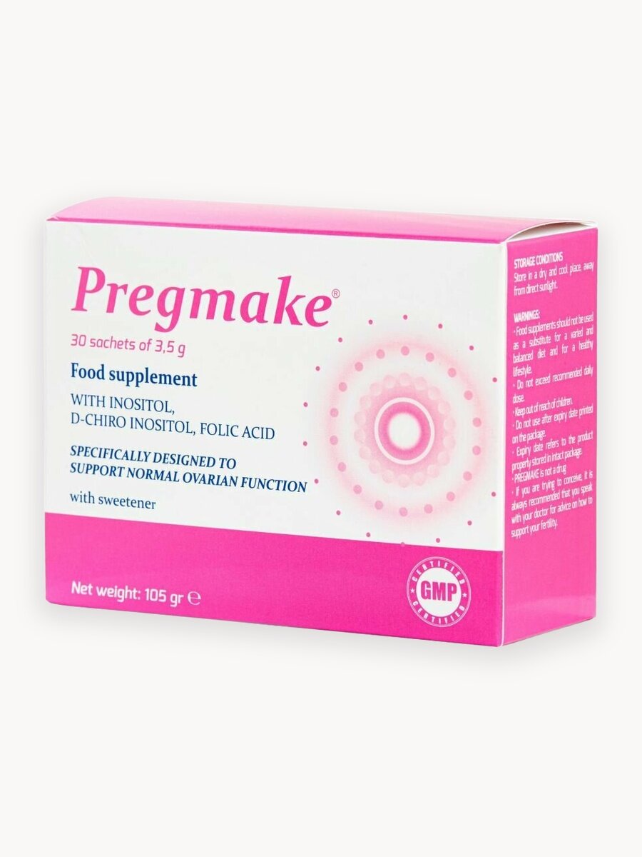 Комплекс витаминов для женщин от бесплодия Pregmake для планирования беременности, при поликистозе, для подготовки к беременности с экстрактом витекса священного (саше 3,5 г №30), для зачатия