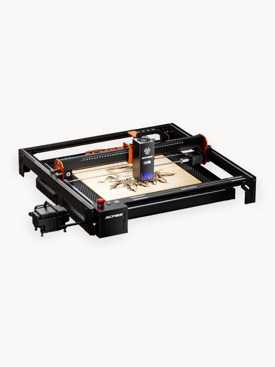 Лазерный гравер ACMER S2 PRO 36 Вт, скорость гравировки 24000 мм/мин, рабочая зона 400×400 мм, с воздушный насос 30 л