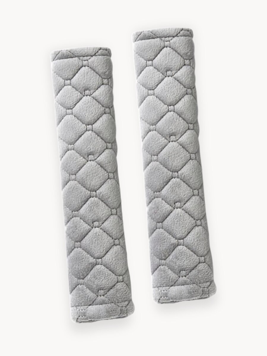 Накладки на ремень безопасности 2 штуки комплект серые мягкие на липучке