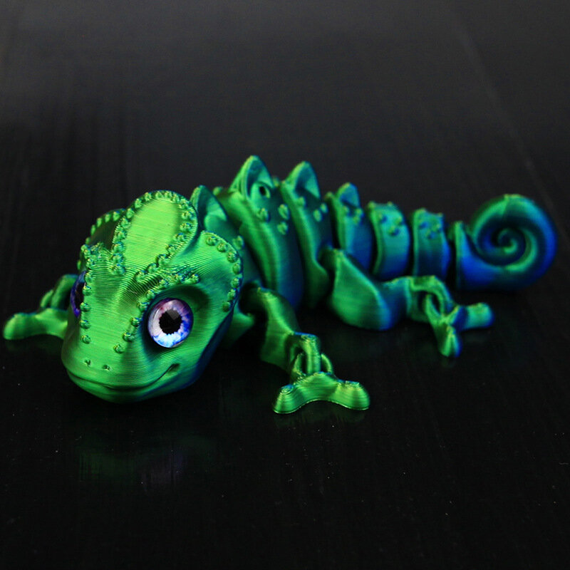 3D-печатная фигурка хамелеона-глаза, 13,5 см, цветовая вариация зелено-голубой, декоративный подарочный предмет