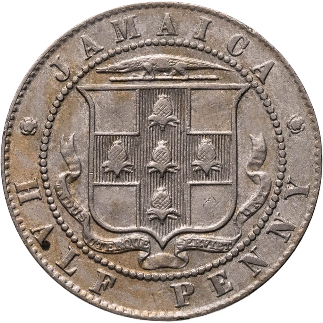Ямайка 1/2 пенни penny 1918, Мельхиор медь-никель, в сохранности XF