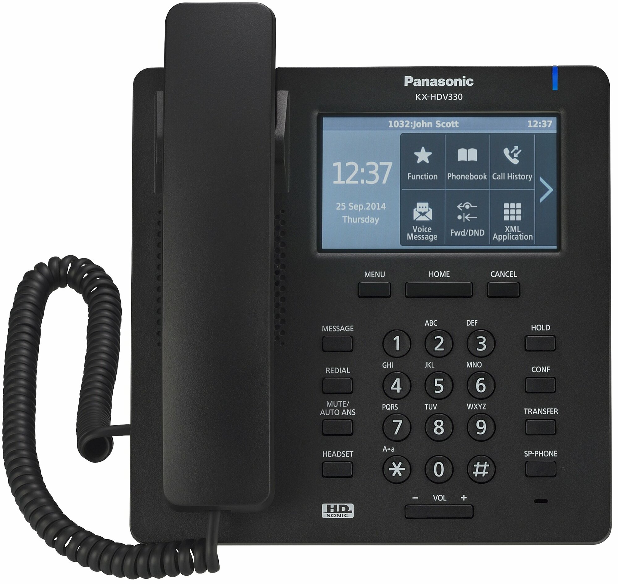 Телефон IP Panasonic KX-HDV330RU-B SIP Цифр. IP-телефон, VoIP, Ethernet, UpTo 6 SIP/Ether. Line, Память 500, Звук HD
