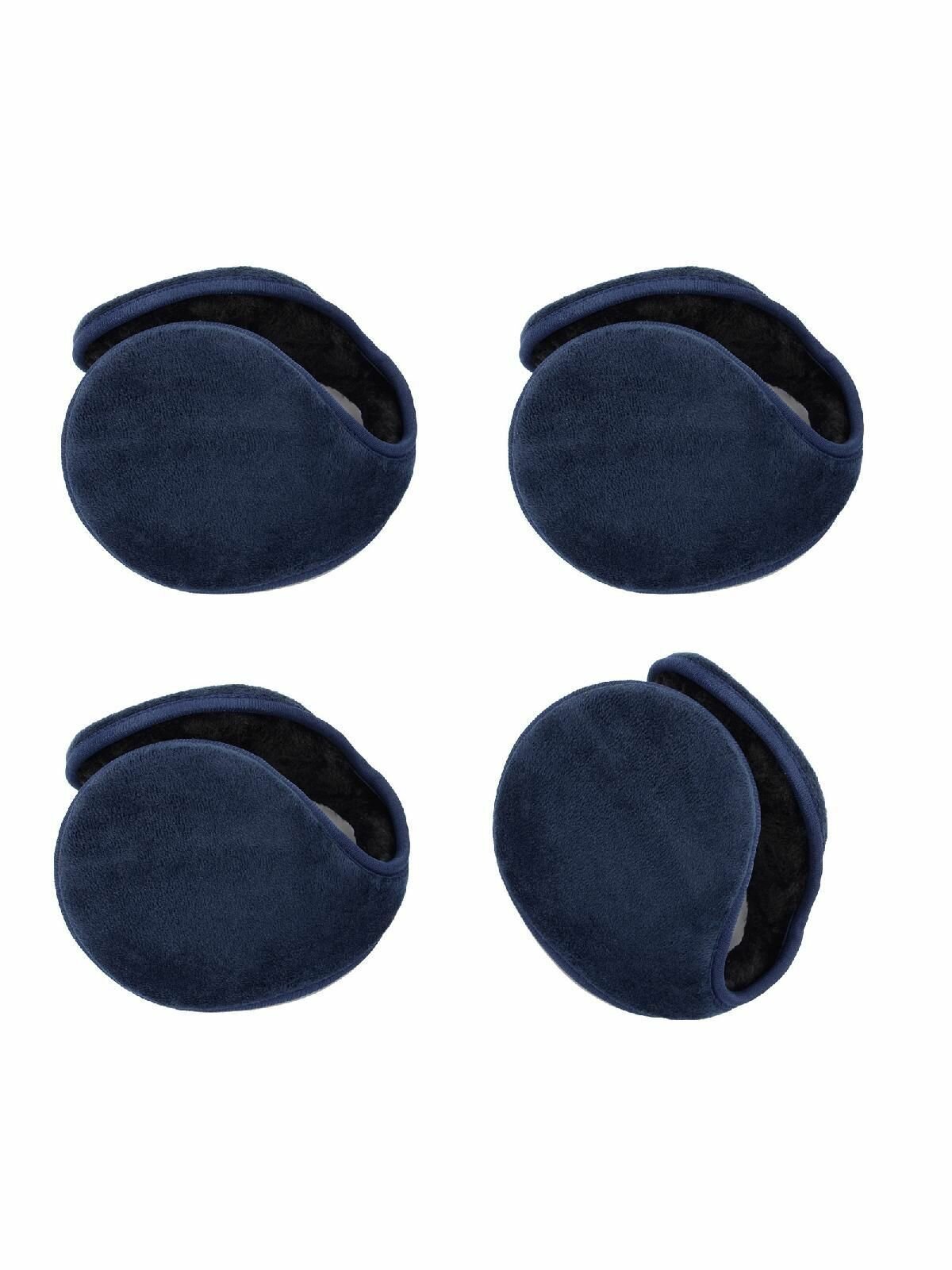 Наушники меховые,4 зимние наушники с утолщенными теплыми мешочками для ушей_темно_синий