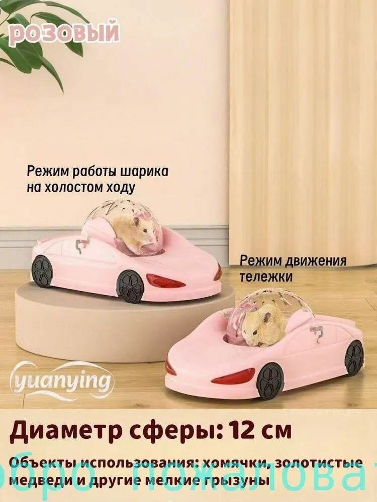 Симпатичное колесо для бега хомячка в форме машинки. Мобильный артефакт для хомяка на открытом воздухе