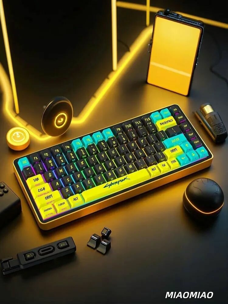 Механическая клавиатура Cyberpunk 129, полупрозрачная, с гравировкой на боковой стороне