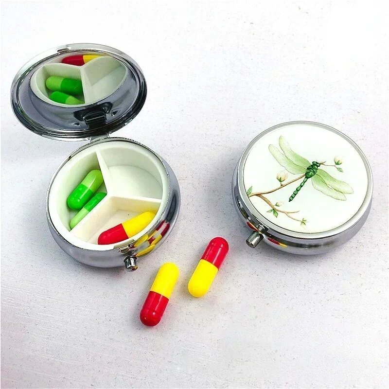 Таблетница металлическая 3 отсека, Dragonfly