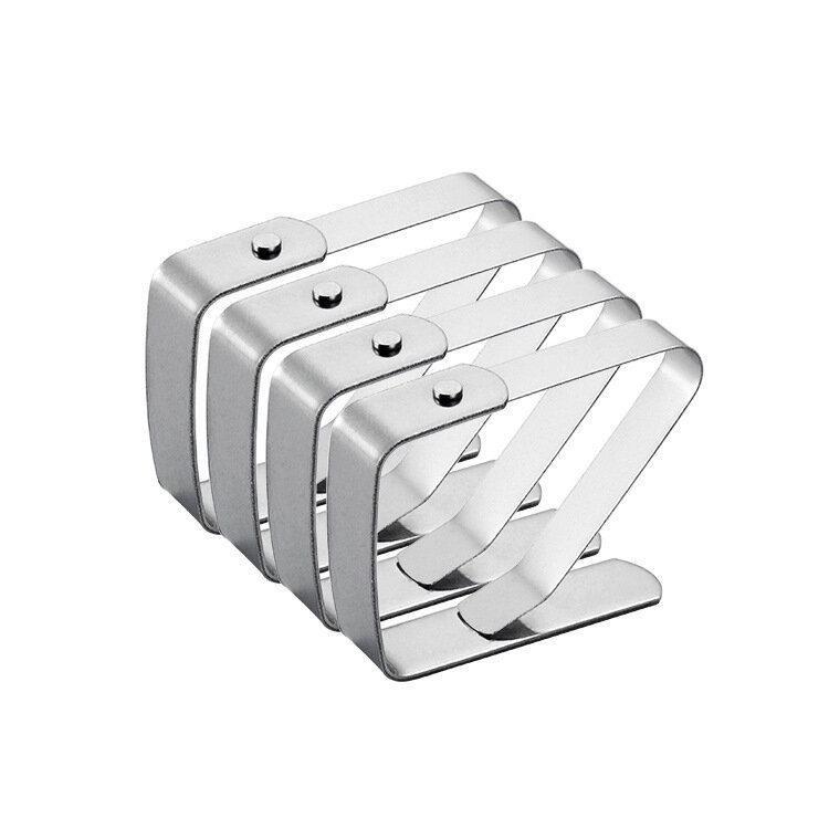 Клипсы для скатерти из нержавеющей стали набор 4 шт квадратные углы регулируемые 2,5 см нескользящие для дома и пикника