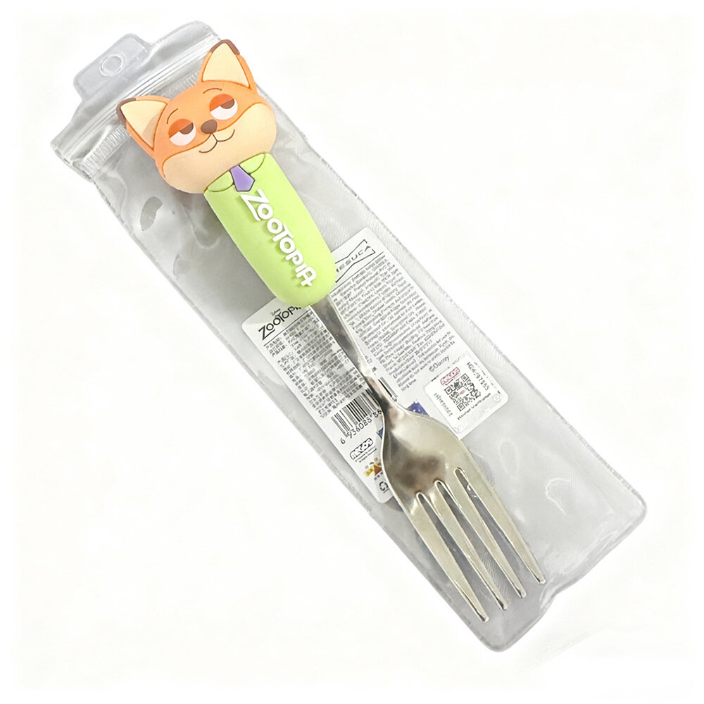 Силиконовая голова ложки и вилки Disney Winnie, нержавеющая сталь, детская ложка и вилка, фруктовая вилка, новая продукция, оптовая продажа ложек