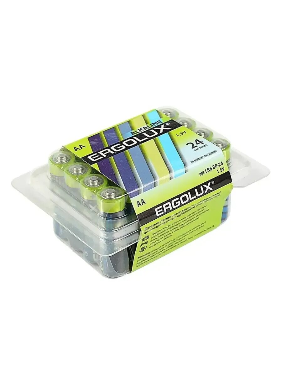 Батарейка алкалиновая Ergolux, AA, LR6-24BOX (LR6 BP-24)