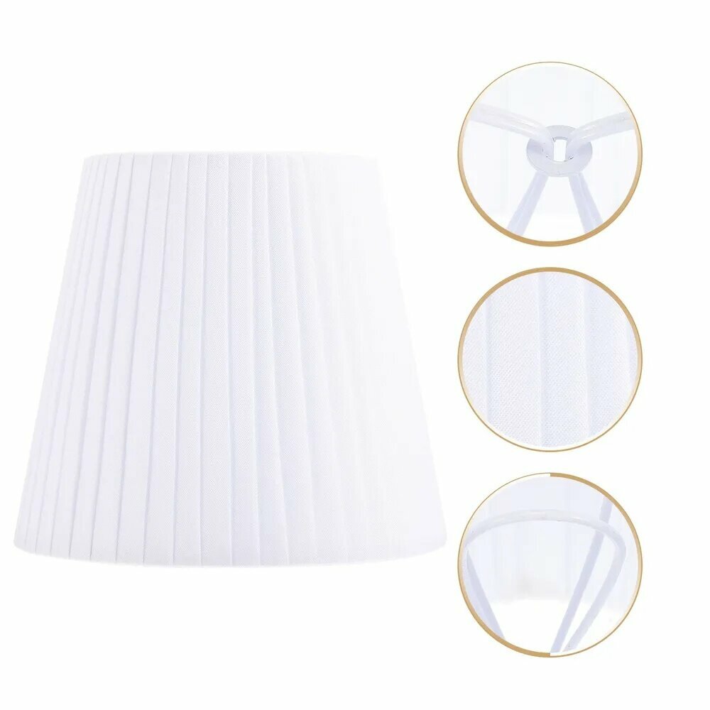 Белый тканевый абажур барабанной формы с клипсой для настольной лампы