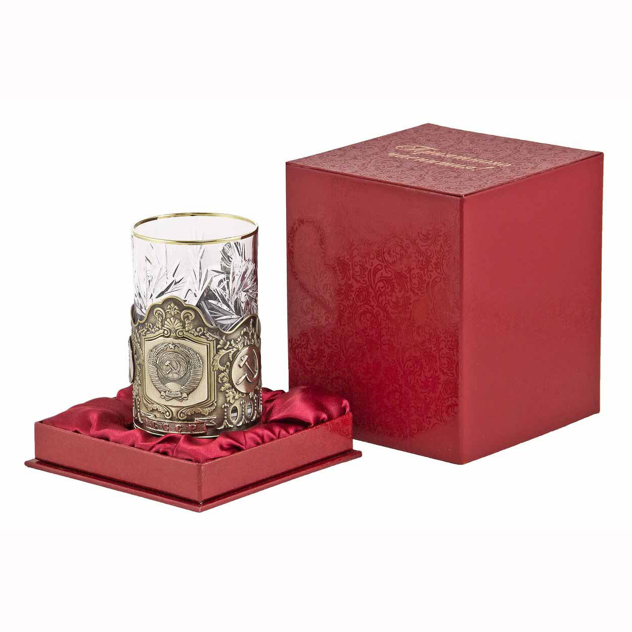 Подстаканник "СССР" (стакан - хрусталь, картонный футляр) ПДЛ-419У