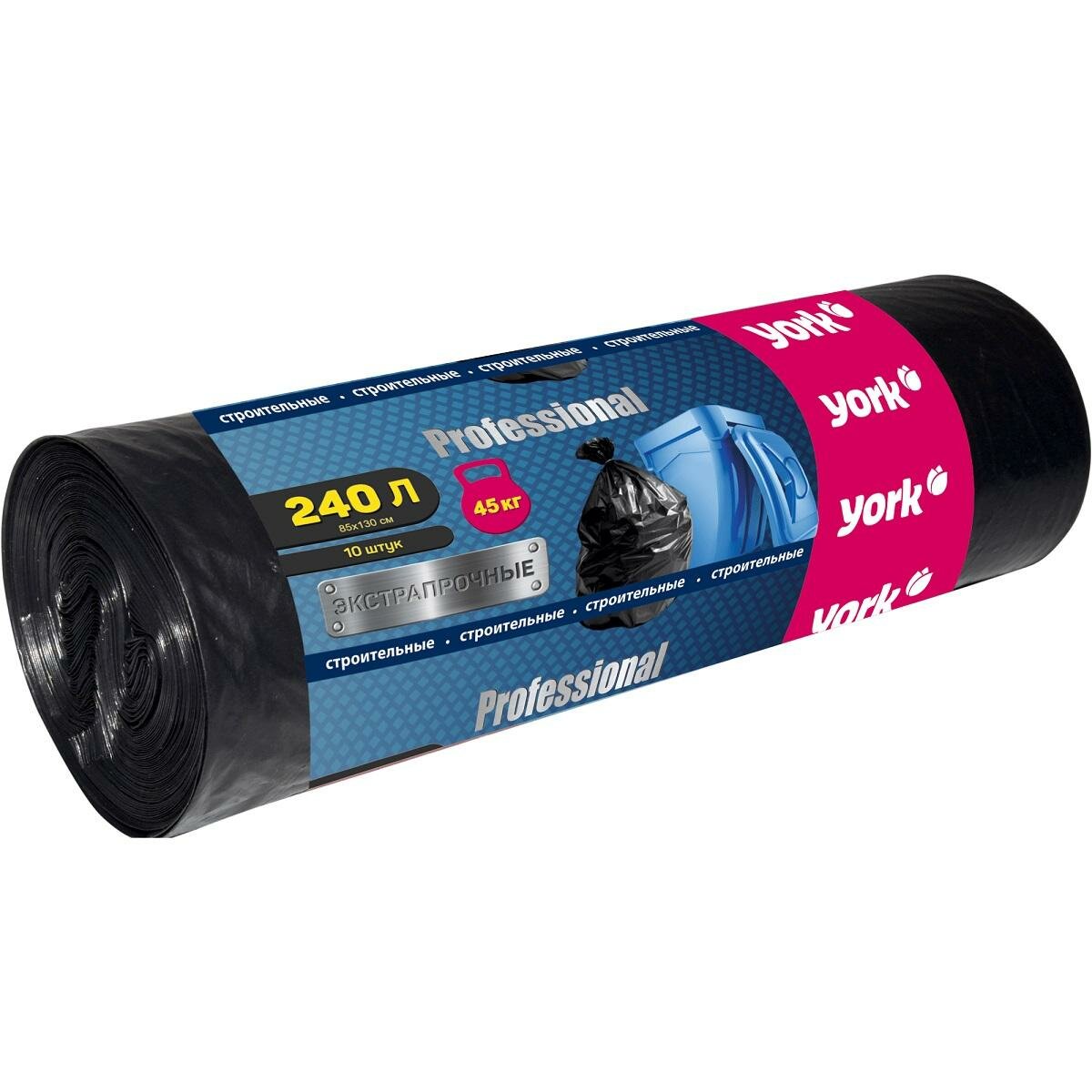 Мешки строительные экстра прочные 240Л 60МКМ 10ШТ YORK
