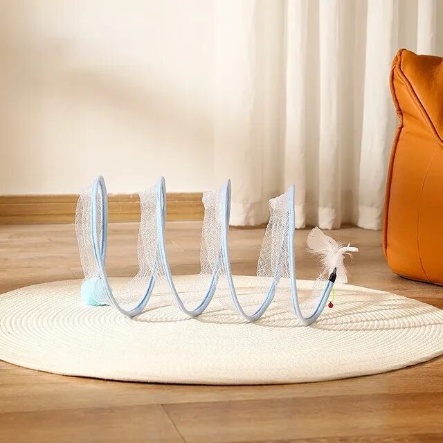 Игрушка-туннель для кошек Dr.DC, складной спиральный разноцветный пружинный туннель для кошек и других домашних животных, товары для животных, используемых в помещении.