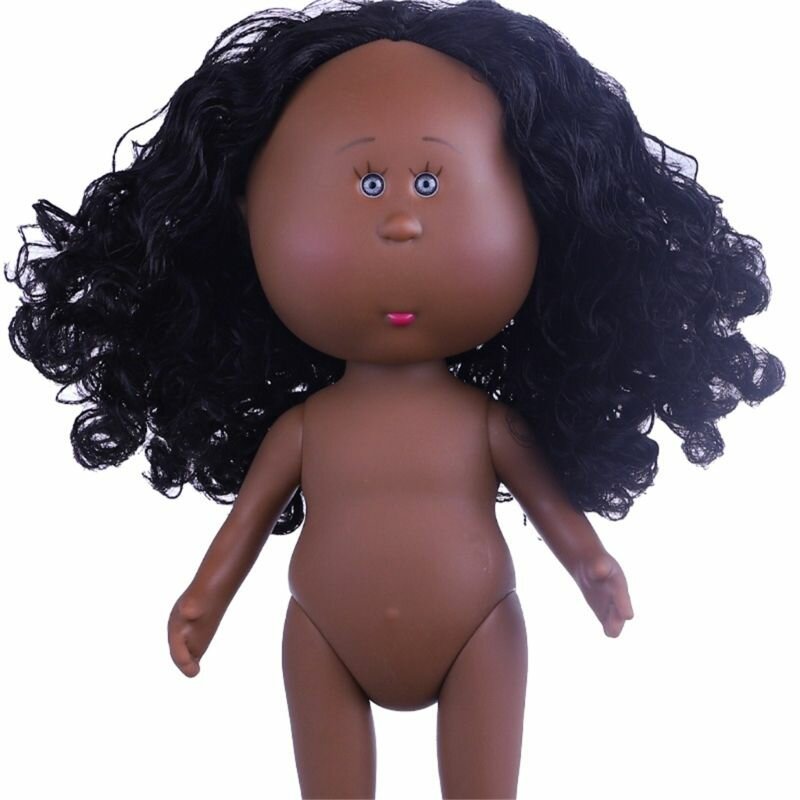 1 24-сантиметровая картофельная кукла mia doll nude baby set-темно-коричневые мускулистые черные вьющиеся волосы средней консистенции
