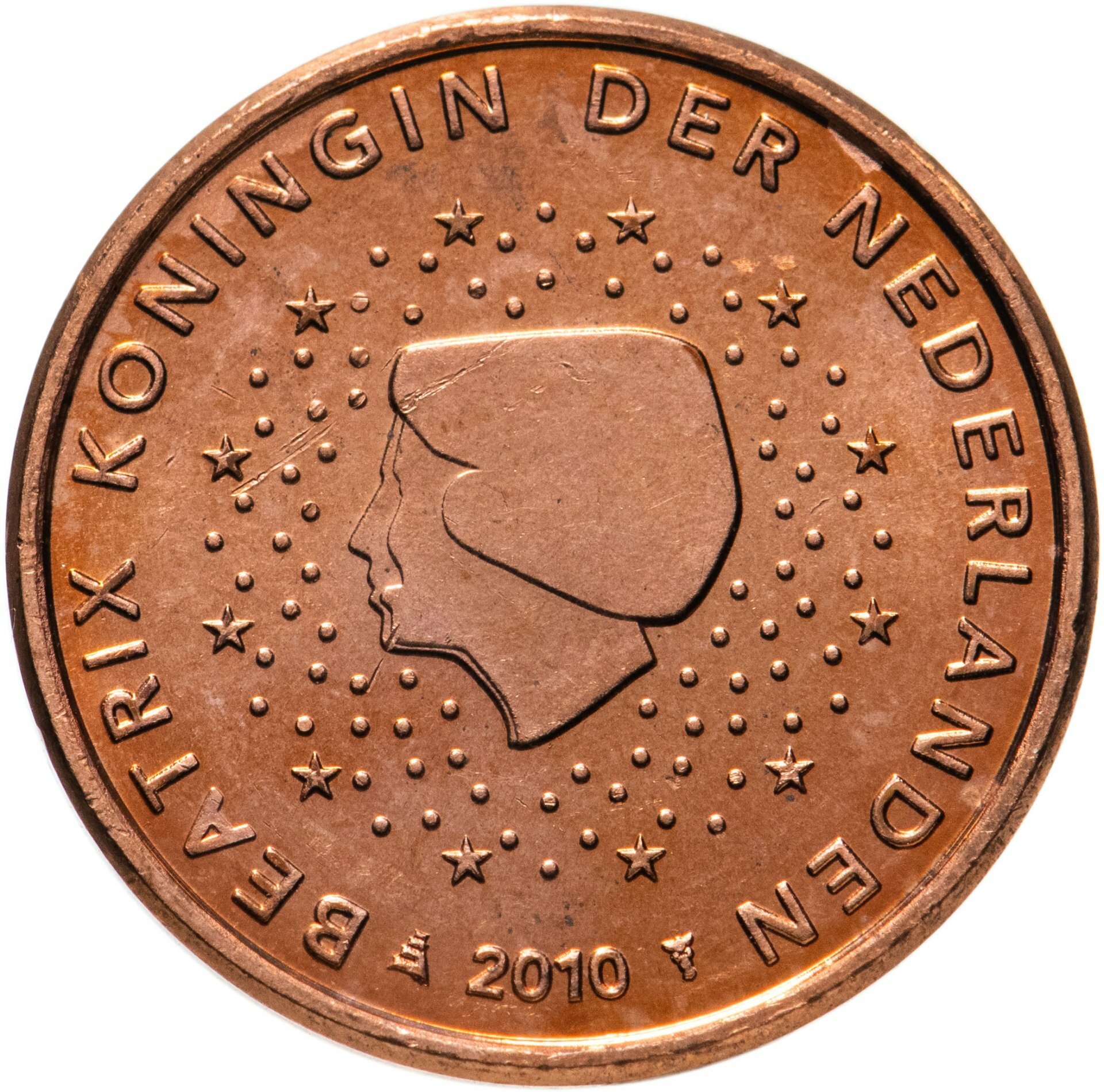 Нидерланды 1 цент cent 2010, Сталь, в сохранности UNC