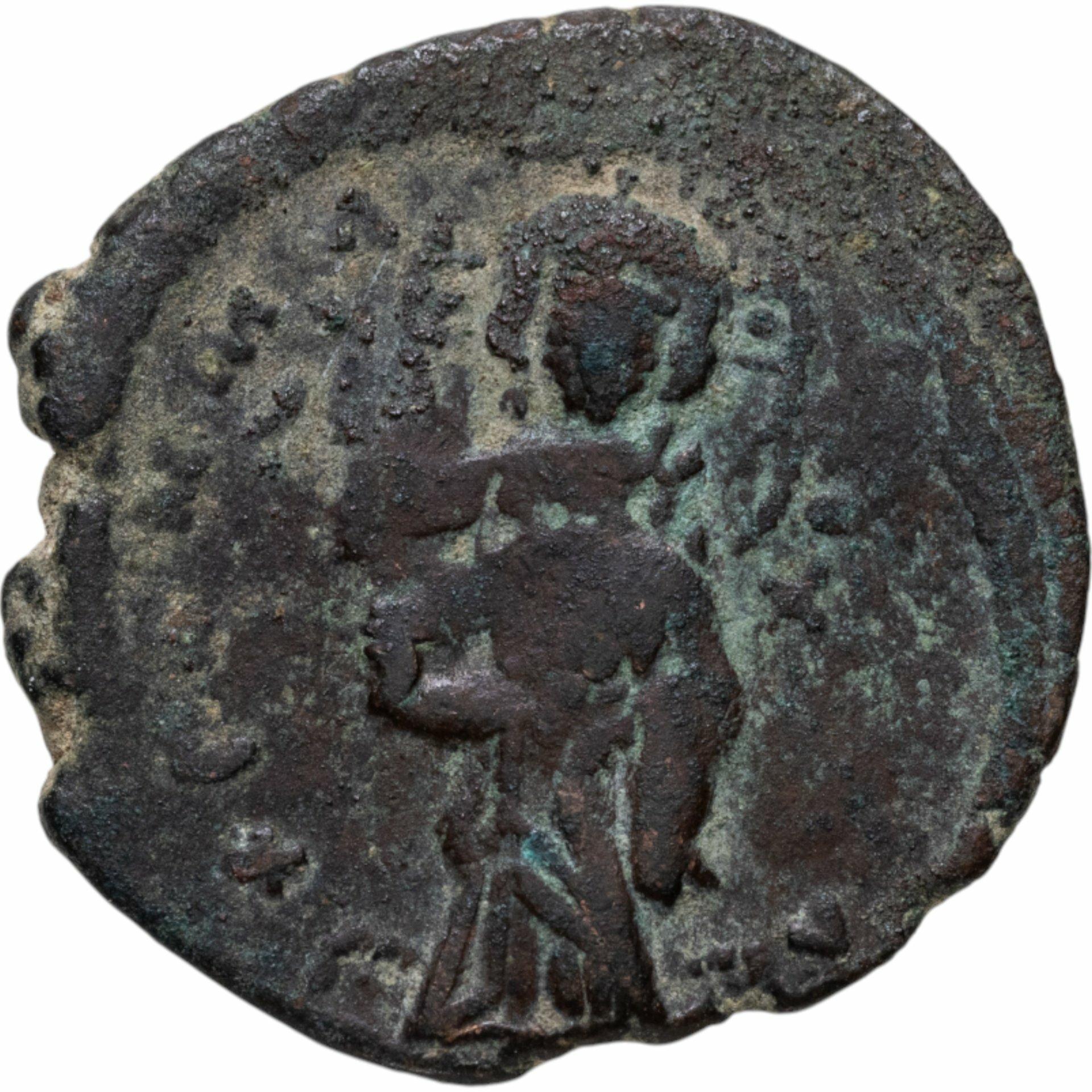 Византийская империя, Константин X и Евдокия, 1059-1067 годы, фоллис , Медь, в сохранности F-VF