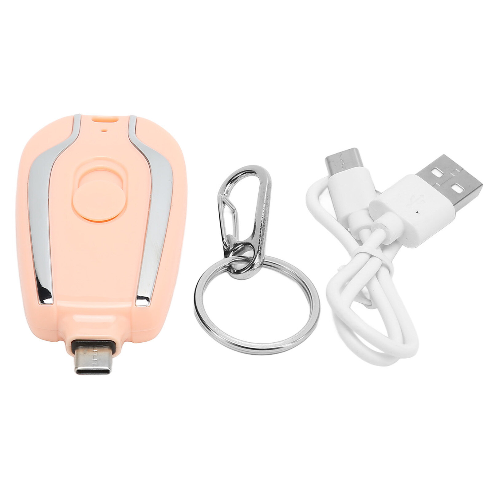 Keychain Portable Charger Fast Charging 1500mAh for Andriod USB C Mini Emergency Power Bank Mobile Phones Pink