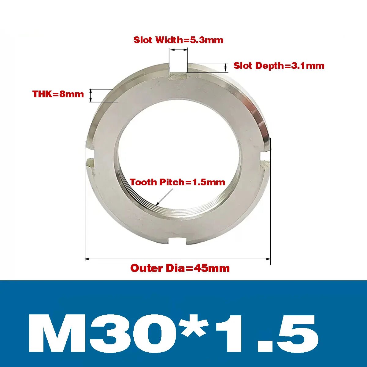 Круглая гайка из нержавеющей стали 304 M10-M32 1pcs M30x1.5