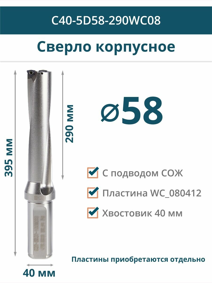 C40-5D58-290WC08 сверло корпусное 5D - 58 мм / сменная пластина WC_080412