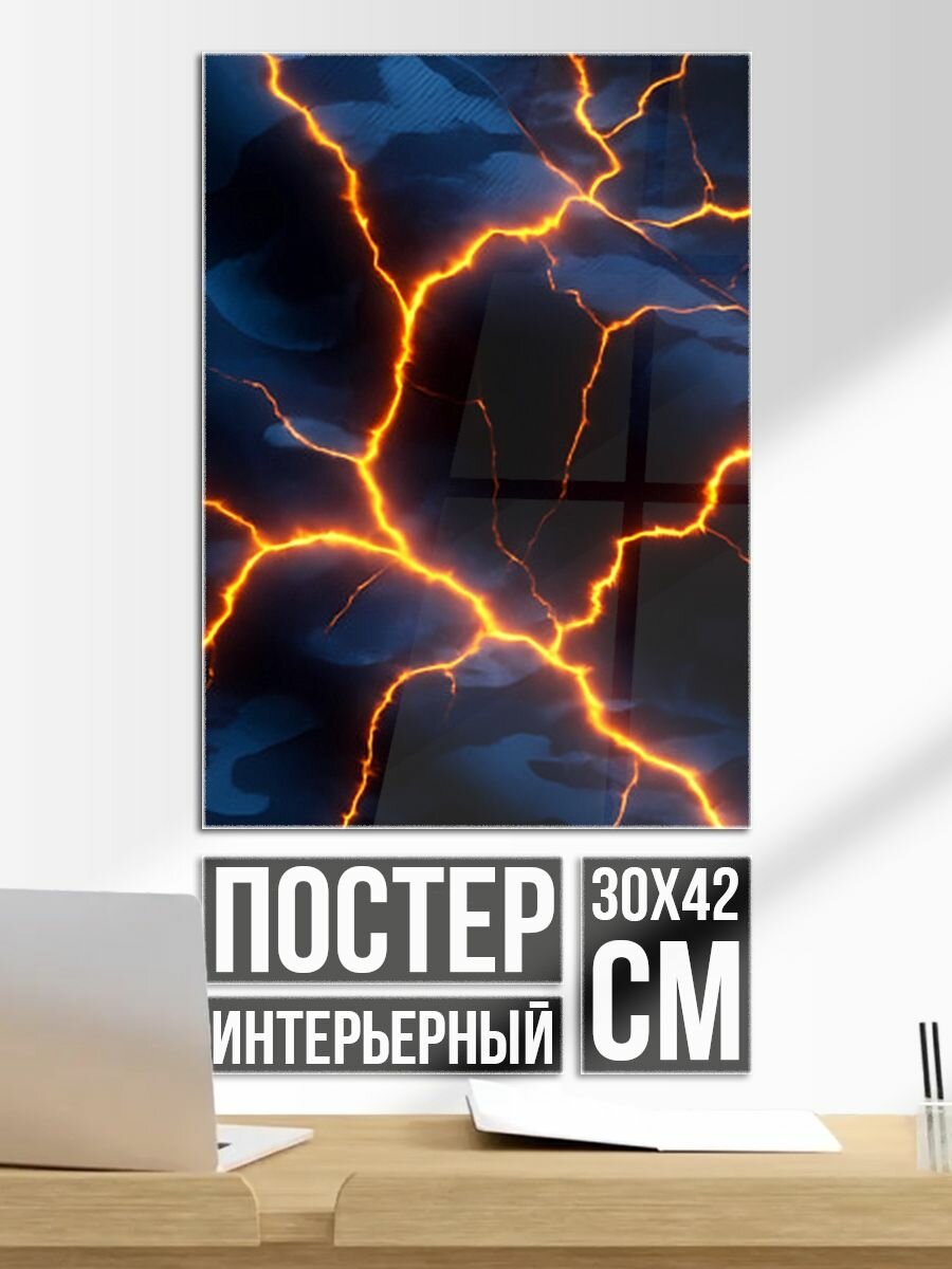 Постер на стену Молния на камуфляжной текстуре