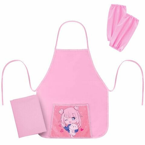 Набор для уроков труда юнландия, клеенка ПВХ, накидка фартук с нарукавниками, "Anime pals", 272365