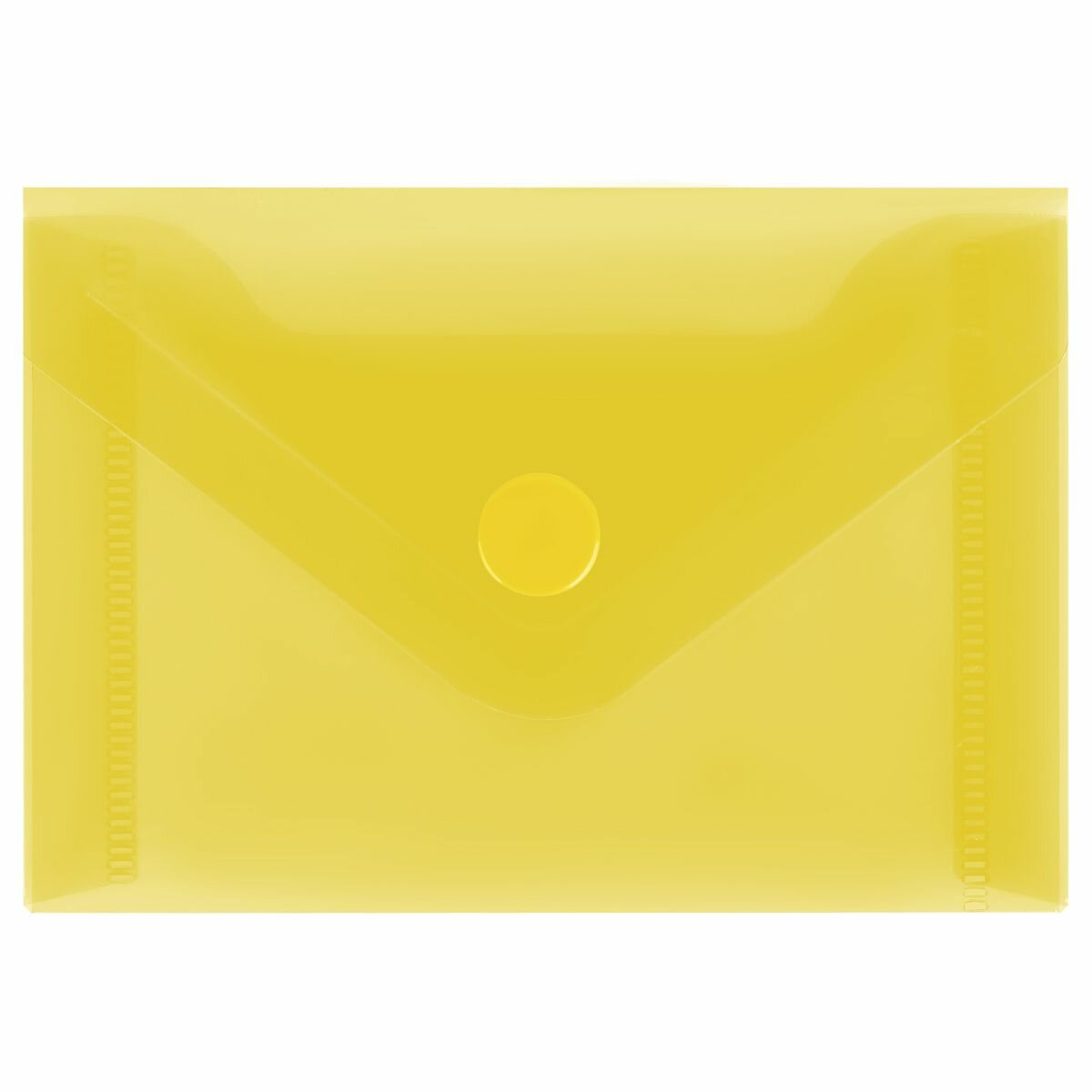 40 шт. Папка-конверт на кнопке СТАММ А7 (74*105мм), 150мкм, пластик, прозрачная, желтая
