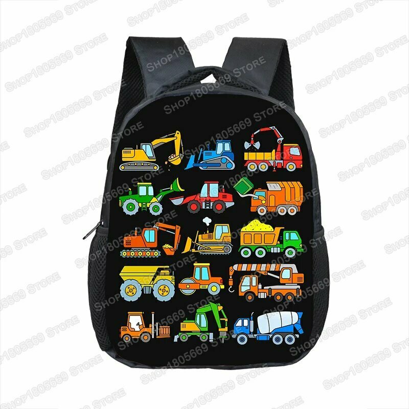 Детский рюкзак для грузовика/скорой помощи/машины/трактора, школьная сумка для детского сада, экскаватора с мультяшным принтом Черный, 12firetc07cw