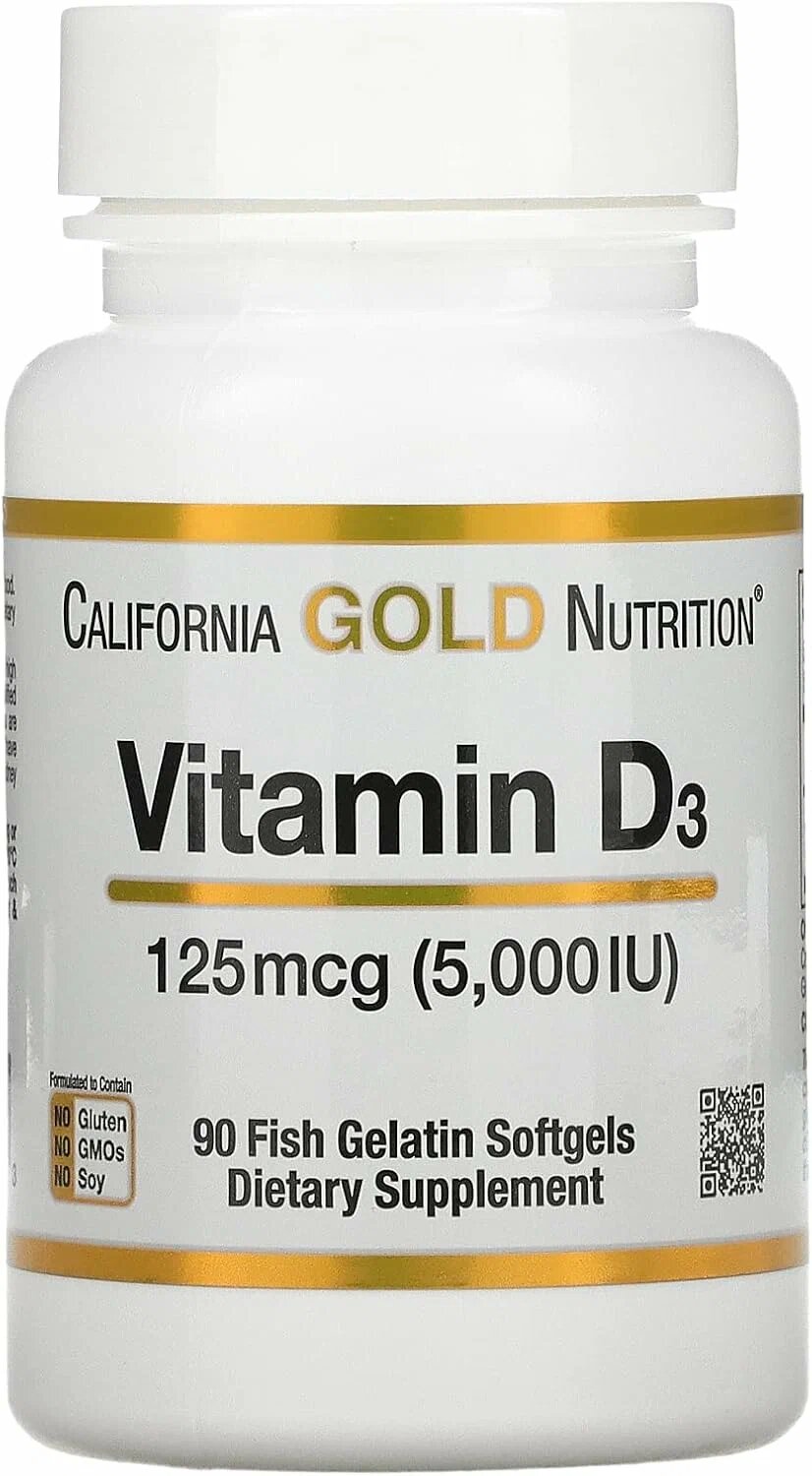 Витамин д3, California Gold Nutrition, Vitamin d3, 125 mcg 5000 IU, 90 капсул