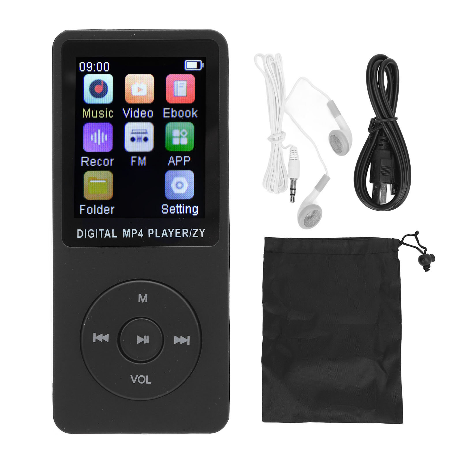 MP3 Player with Bluetooth 5.0 HiFi 1.8 Inch Screen Portable Music FM Radio Voice Recorder E Book for Sports Running Black