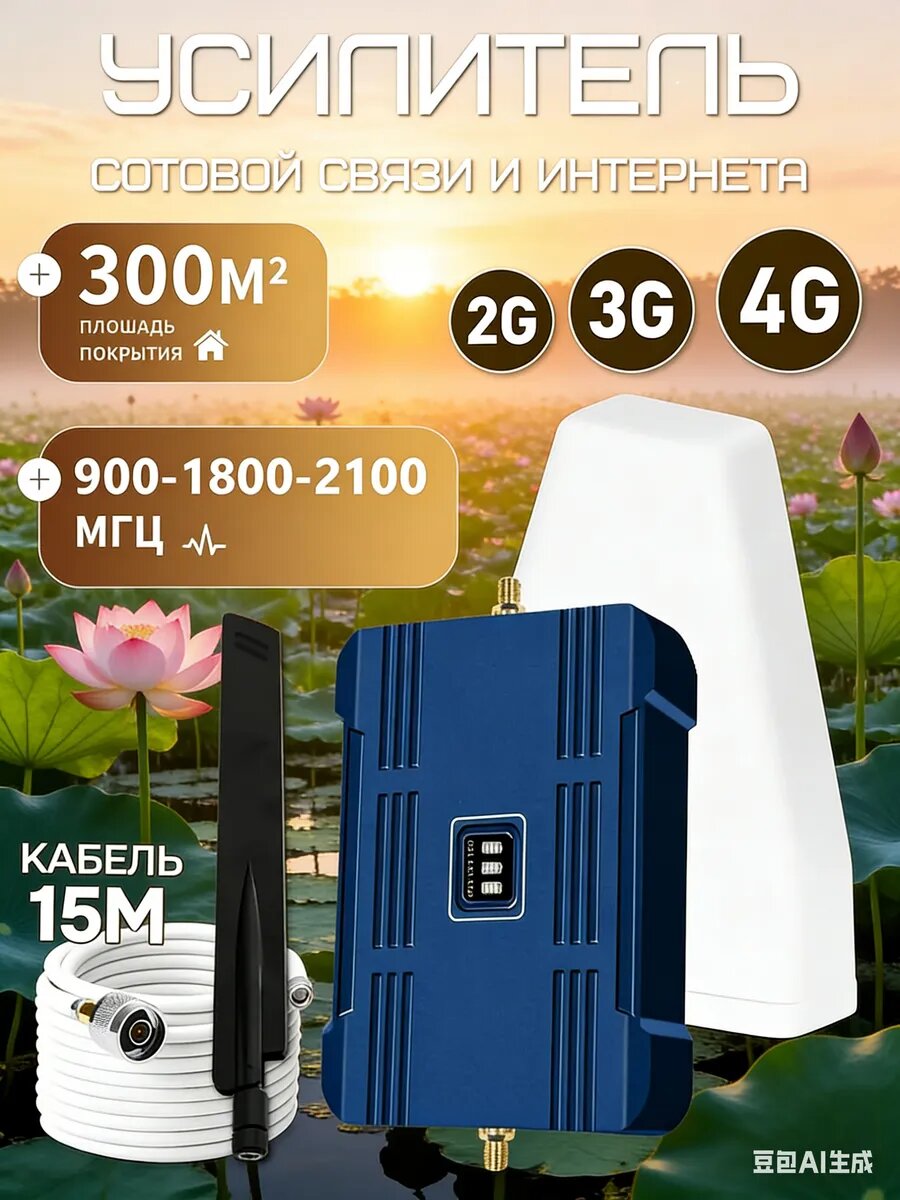 Усилитель сотовой связи и интернета-телефона 2G, 3G и 4G, 900 - 1800-2100 МГц -усилитель gsm сигнала