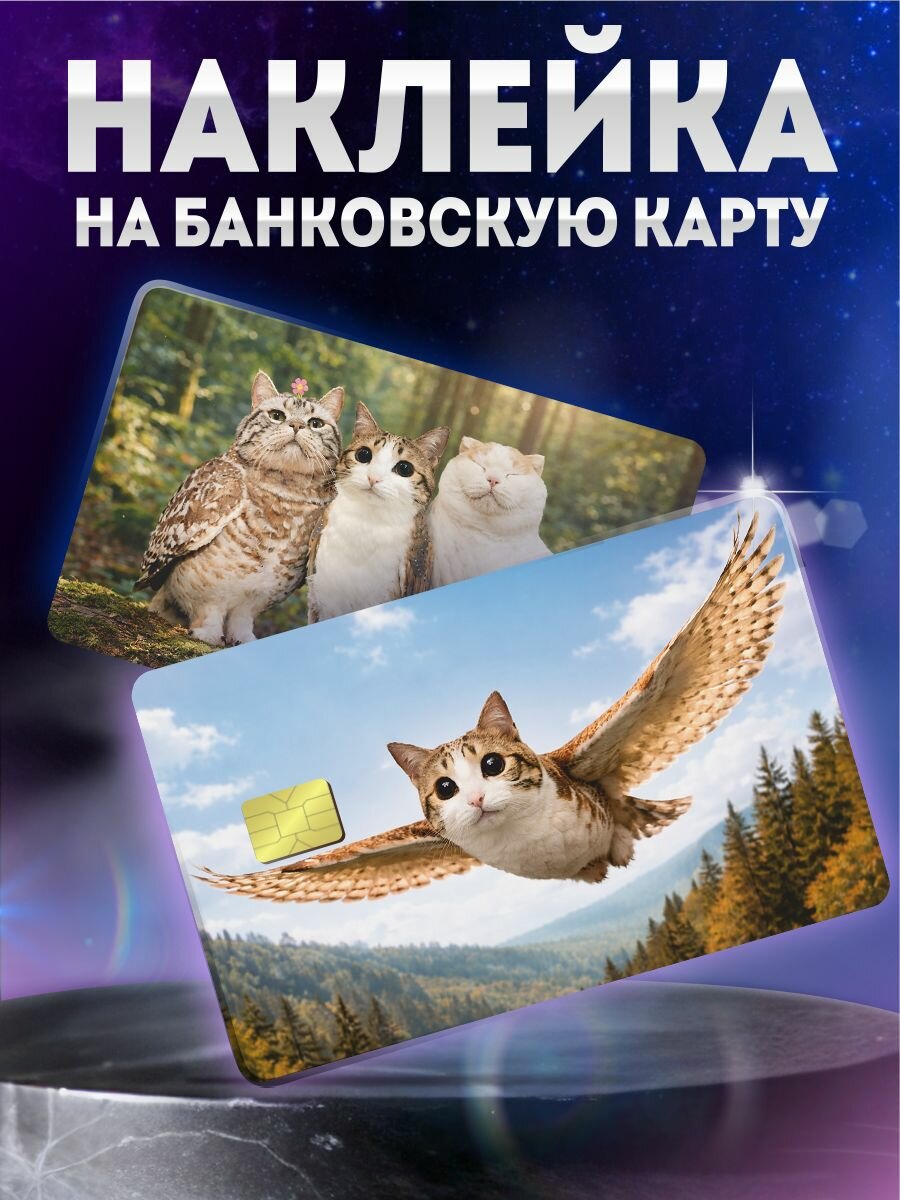 Наклейка на карту банковскую meowl cat котосова мемы
