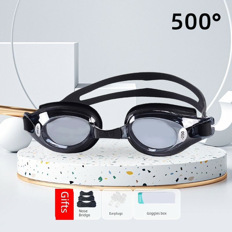 ZOKE 500D очки для плавания с диоптрией анти-туман водонепроницаемые прозрачные линзы для близорукости очки для бассейна